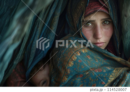 Refugee crisis - impact of war, climate change,...のイラスト素材 [114528007 ...