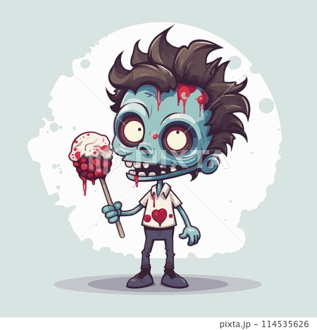 Messy Hair Zombie Funny Vector Designのイラスト素材 [114535626] - PIXTA
