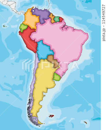 Blank Political South America Map vector...のイラスト素材 [114549727] - PIXTA