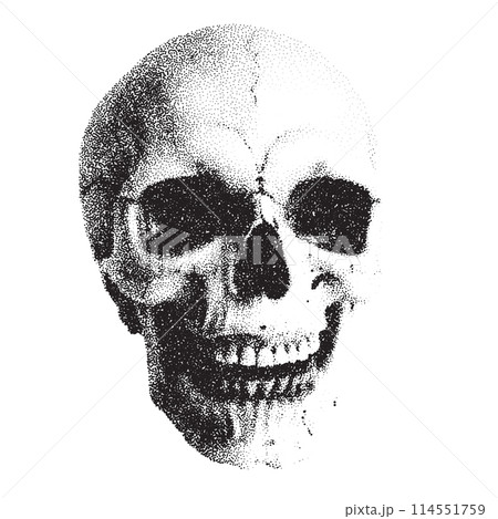 Human skull in dotwork or tattoo style. Mystic...のイラスト素材 [114551759 ...