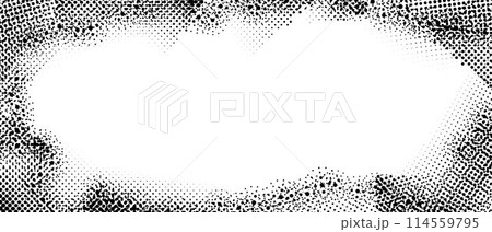 Splayed grunge frame. Halftone dotted edge...のイラスト素材 [114559795] - PIXTA