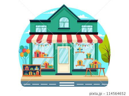 Gifts Store Vector Illustration of Wrapped Gift...のイラスト素材 [114564652 ...