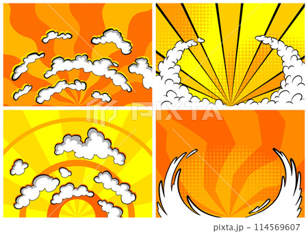 Sunset comic background set. Bright pop art...のイラスト素材 [114569607] - PIXTA