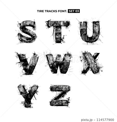 Tire tracks font. Set 03のイラスト素材 [114577900] - PIXTA