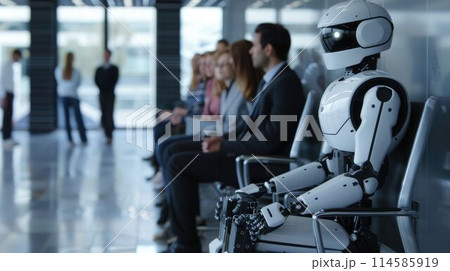 The unemployed robot is sitting for the...のイラスト素材 [114585919] - PIXTA