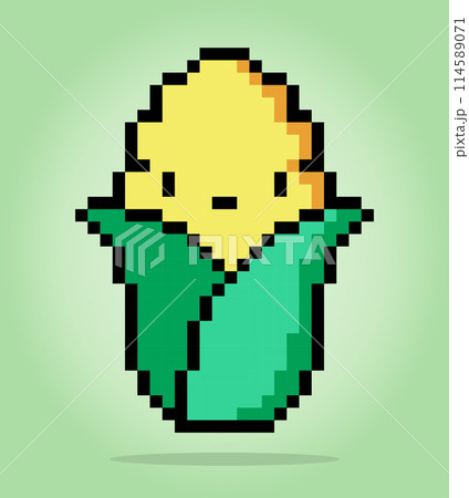 corn in 8 bit pixel art. Vegetables for game...のイラスト素材 [114589071] - PIXTA