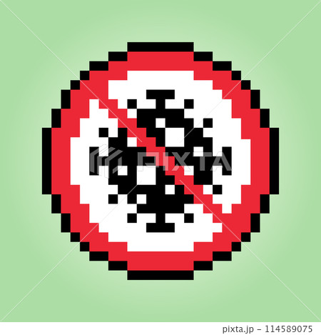 Sign coronavirus 8 bit pixel. Corona virus...のイラスト素材 [114589075] - PIXTA