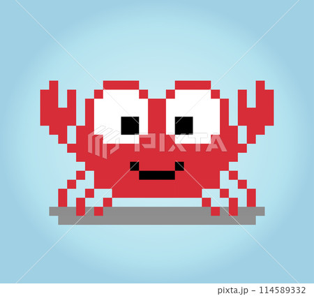 8 bit pixel crab image. Animals in vector...のイラスト素材 [114589332] - PIXTA