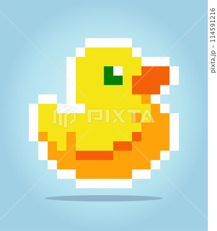 8-bit duck pixels. Animal game assets in vector...のイラスト素材 [114591216 ...