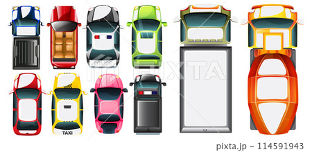 Colorful Top View Cars Vector Illustrationのイラスト素材 [114591943] - PIXTA