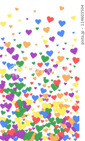 Falling hearts valentine card template. Rainbow...のイラスト素材 [114603504 ...