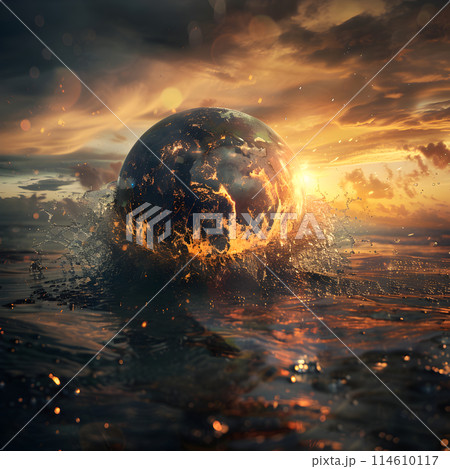 global boiling and climate change crisis earth のイラスト素材 [114610117] - PIXTA