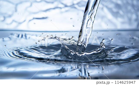 水の流れの中に落ちる水滴と水しぶきのイラスト素材 [114625947] - PIXTA