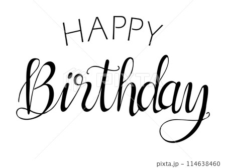 Calligraphy contour Happy birthday lettering....のイラスト素材 [114638460] - PIXTA