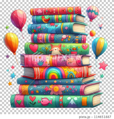 stack of colorful books - Stock Illustration [114651887] - PIXTA