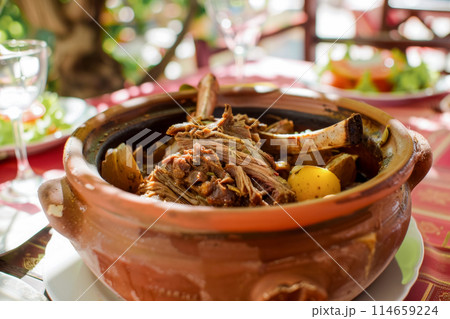 A traditional dish of Greece, clay pot...のイラスト素材 [114659224] - PIXTA