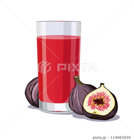 Full glass of red freshly squeezed figs juice....のイラスト素材 [114663830 ...