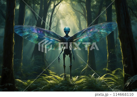 A mysterious alien creature with dragonfly...のイラスト素材 [114668110] - PIXTA