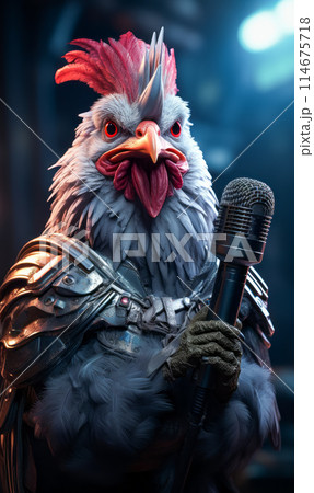 A bird, a chicken in armor, is holding a...のイラスト素材 [114675718] - PIXTA