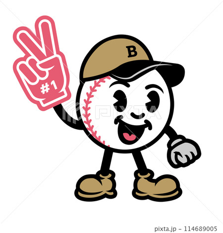 Baseball in the form of a cartoon character...のイラスト素材 [114689005] - PIXTA