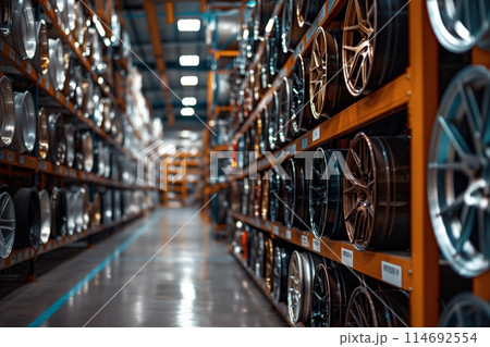 Aisle of a store displaying a variety of car...のイラスト素材 [114692554] - PIXTA