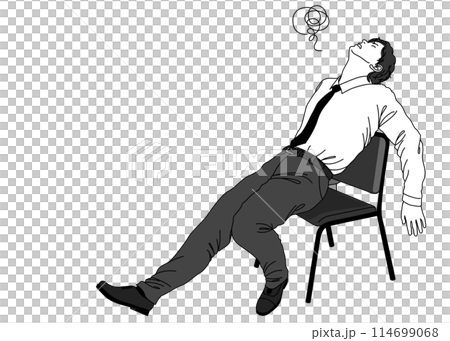 Illustration of a businessman man slumped in a... - Stock Illustration ...