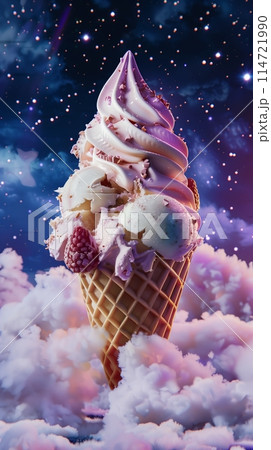 A majestic ice cream towers, offering a...のイラスト素材 [114721990] - PIXTA