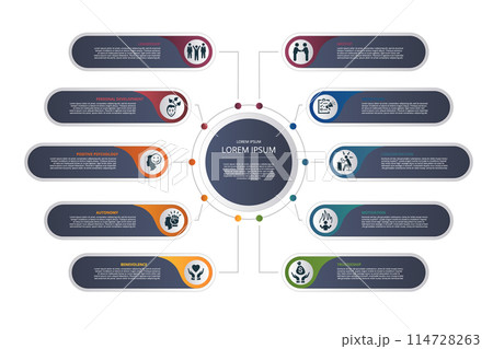 Infographic Business Management template. Icons...のイラスト素材 [114728263 ...
