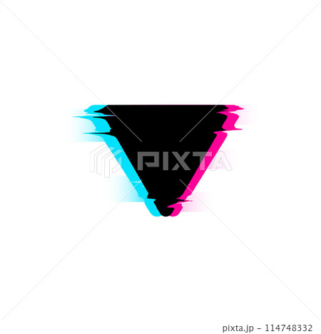 Inverted triangle with neon glitch highlights...のイラスト素材 [114748332] - PIXTA