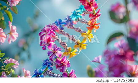A double helix DNA strand formed by colorful...のイラスト素材 [114757092] - PIXTA