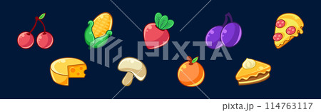Food Game Interface Icon and Element Vector Setのイラスト素材 [114763117] - PIXTA