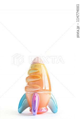Toy rocket in 3d style in pastel rainbow...のイラスト素材 [114774081] - PIXTA