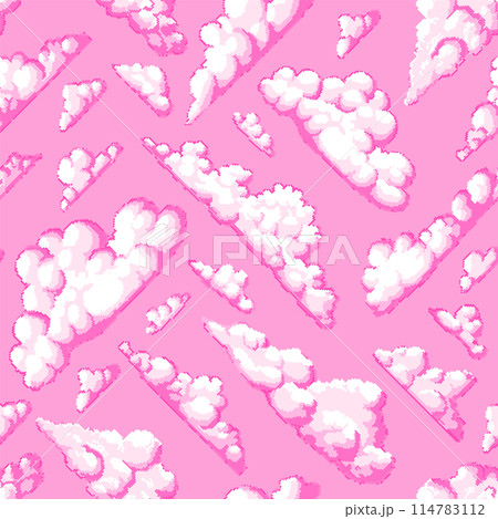 Pink Pixel art cloud. Seamless pattern. 8 bit...のイラスト素材 [114783112] - PIXTA