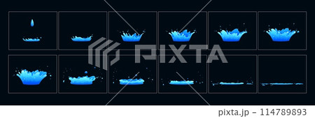 Corona water splash sprite sheet. Cartoon fluid...のイラスト素材 [114789893] - PIXTA
