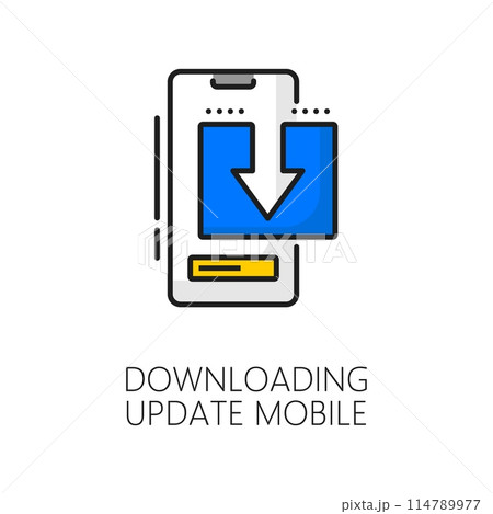 Mobile software update downloading color thin...のイラスト素材 [114789977] - PIXTA