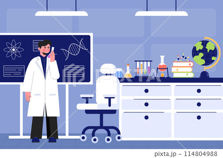 Hand drawn cartoon science lab backgroundのイラスト素材 [114804988] - PIXTA