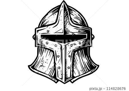 Knight Helmet Drawing Ridder Helm Schets. Vector Illustratie
