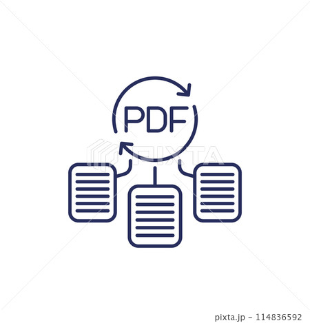 convert to PDF line icon with documentsのイラスト素材 [114836592] - PIXTA