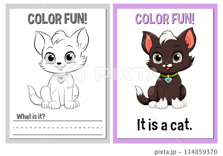 Color Fun! Educational Cat Illustrationのイラスト素材 [114859370] - PIXTA