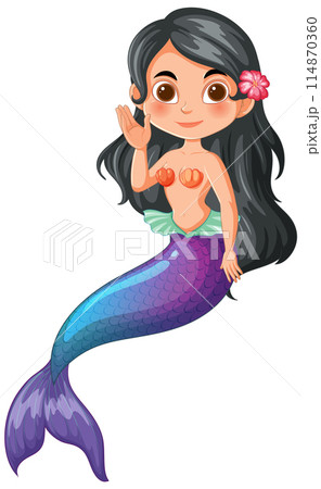 Friendly Mermaid Waving Helloのイラスト素材 [114870360] - PIXTA