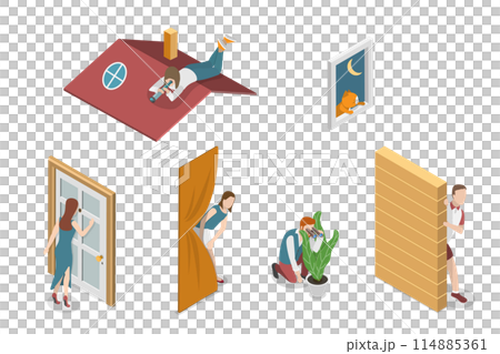 3D Isometric Flat Set of Spying People,...のイラスト素材 [114885361] - PIXTA