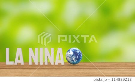 The La Nina word and earth for global warming...のイラスト素材 [114889218] - PIXTA