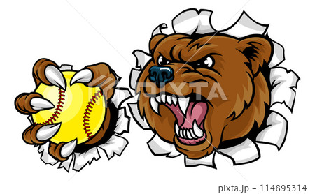 Bear Softball Animal Sports Team Mascotのイラスト素材 [114895314] - PIXTA