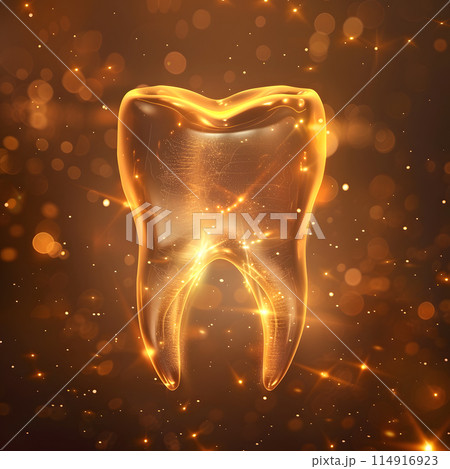 A close up of an amber tooth glowing in the...のイラスト素材 [114916923] - PIXTA