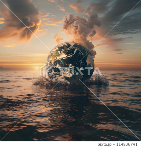 global boiling and climate change crisis earth のイラスト素材 [114936741] - PIXTA