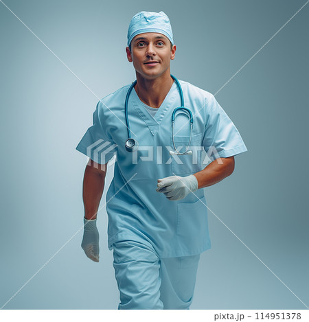 Medical professional running in hospitalのイラスト素材 [114951378] - PIXTA