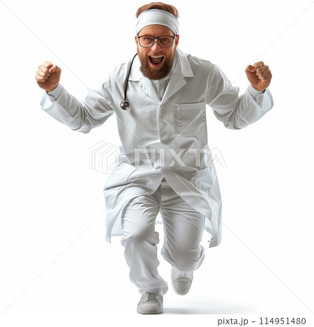 Running doctor in white lab coatのイラスト素材 [114951480] - PIXTA