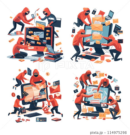 Cybercriminals stealing data cartoon vector...のイラスト素材 [114975298] - PIXTA