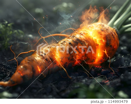 Mutant carrot with eerie glow in hyper macro...のイラスト素材 [114993479] - PIXTA