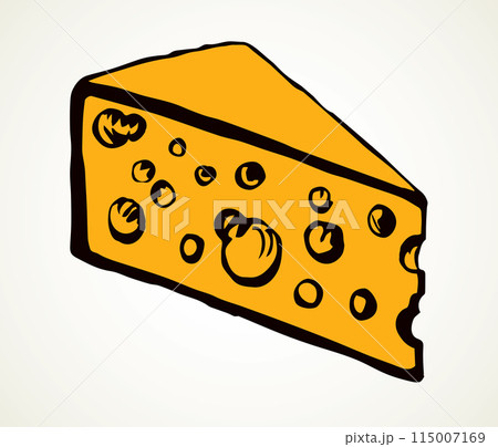 A slice of Dutch cheese. Vector drawingのイラスト素材 [115007169] - PIXTA